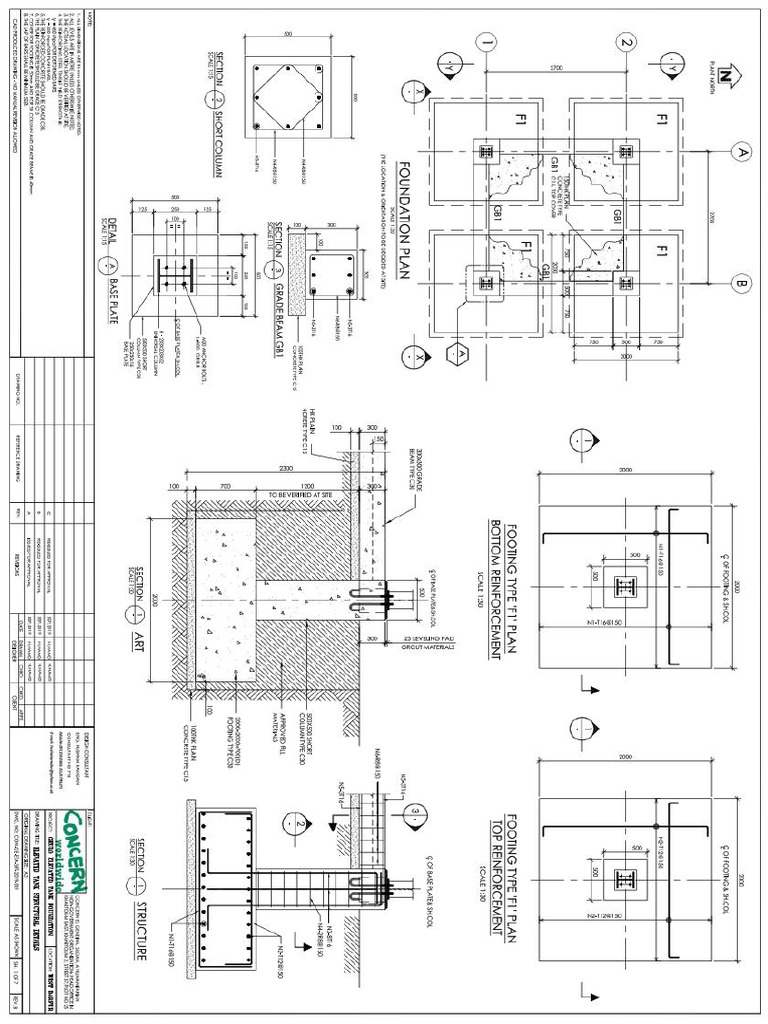 Elevated Water Tank Drawing - 001 | PDF