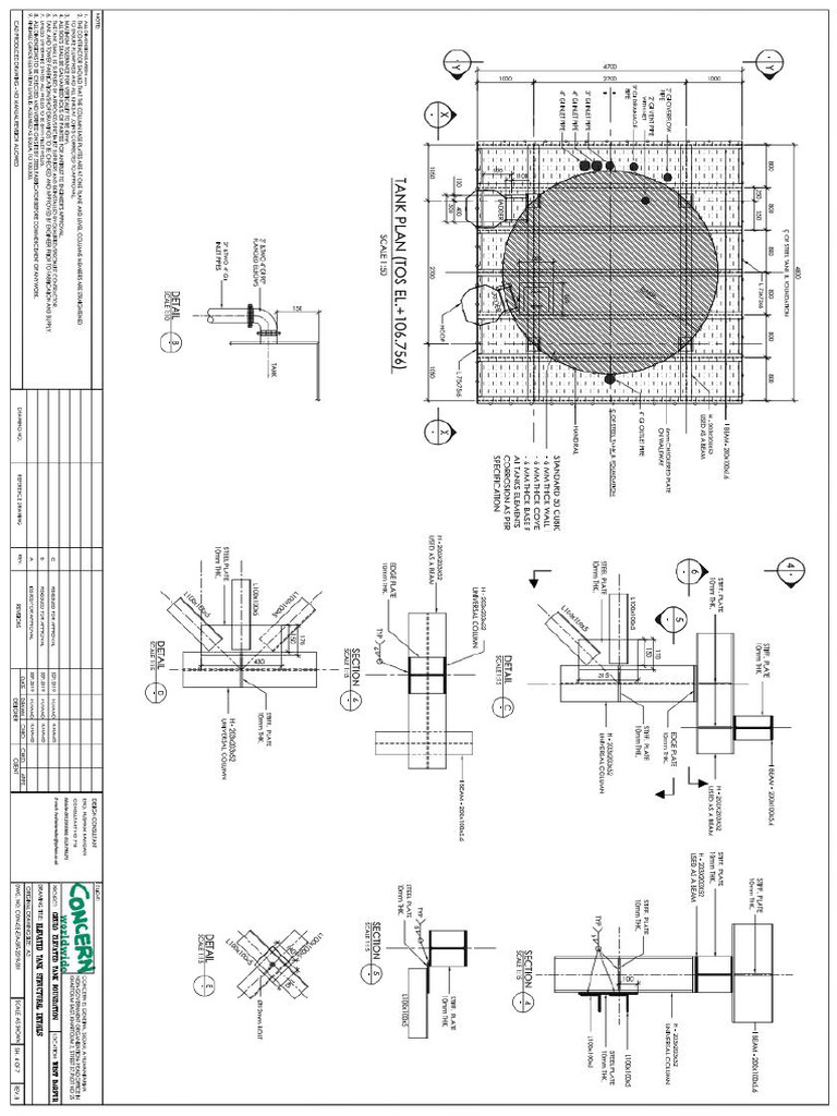 Elevated Water Tank Drawing - 004 | PDF