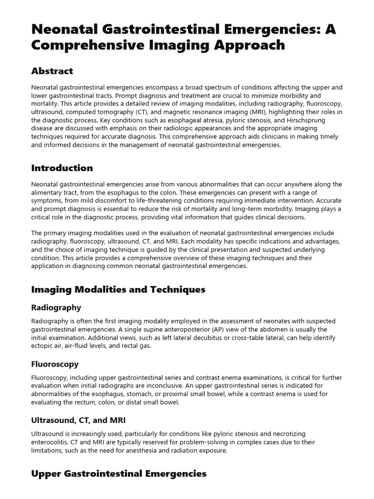Neonatal Gastrointestinal Emergencies | PDF | Medical Imaging | Radiology