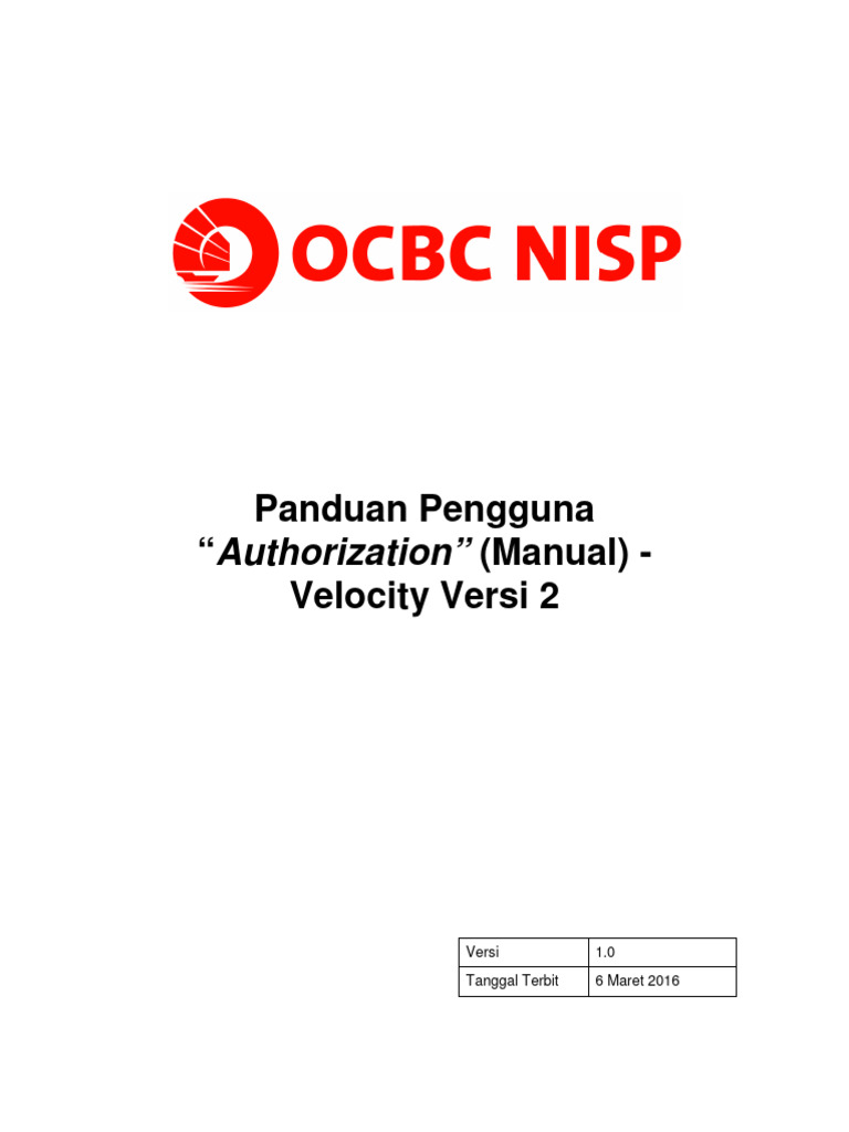User Guide Authorization (Manual) - Velocity V2 (Indo Version) - 060316 | PDF
