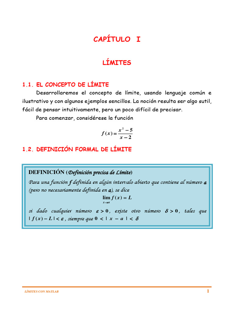 Sesión 01 - LIMITES, DEFINICIÓN, PROPIEDADES | PDF | Límite ...