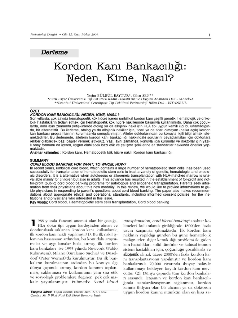 Kordon Kanı | PDF