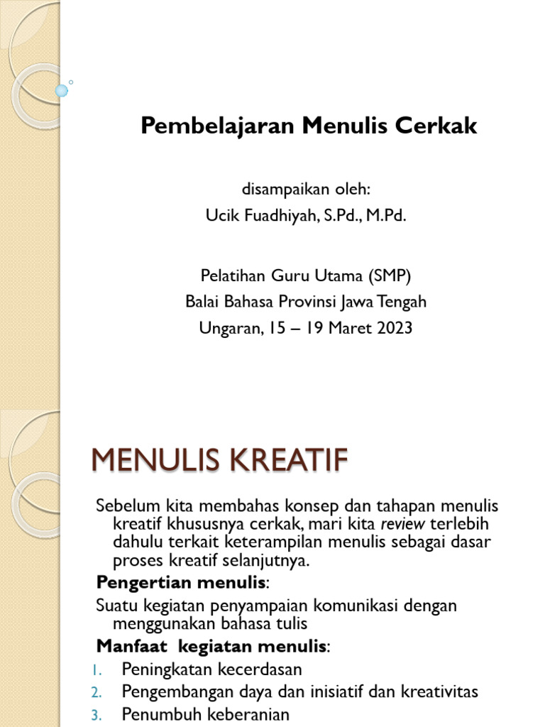 Panduan Menulis Cerkak Kreatif | PDF