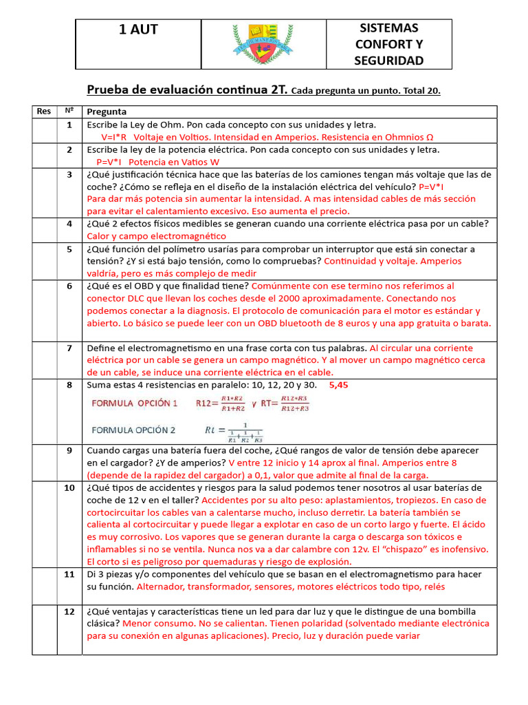 1 AUT Conf y Seg Pruebas Eval 2T Resol | PDF | voltaje | Corriente eléctrica