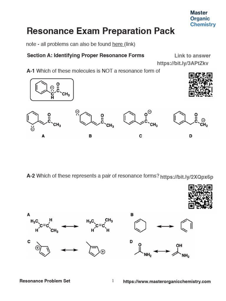 1 Resonance Practice Problems | PDF | Chemical Physics | Atomic