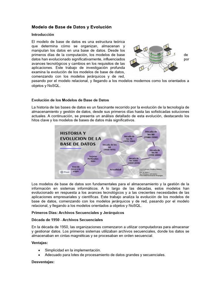 Modelo BD y evolucion | Descargar gratis PDF | Bases de datos | No Sql