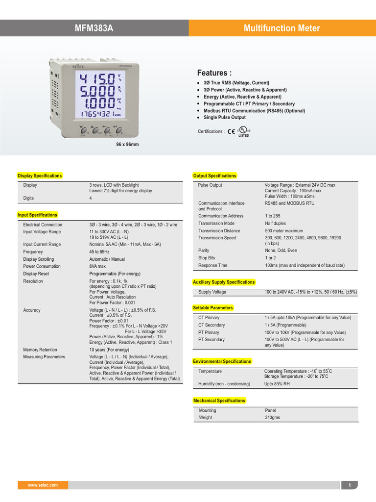 Power Meter | PDF | Alternating Current | Electric Power Transmission