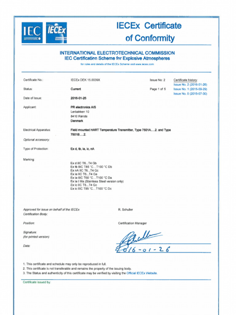 7501IEC - Issue02 IECEx Certificate | PDF