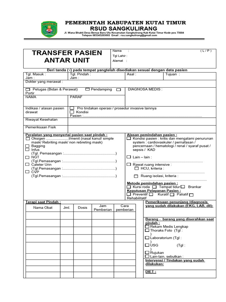 FORM Transfer PAsien | PDF