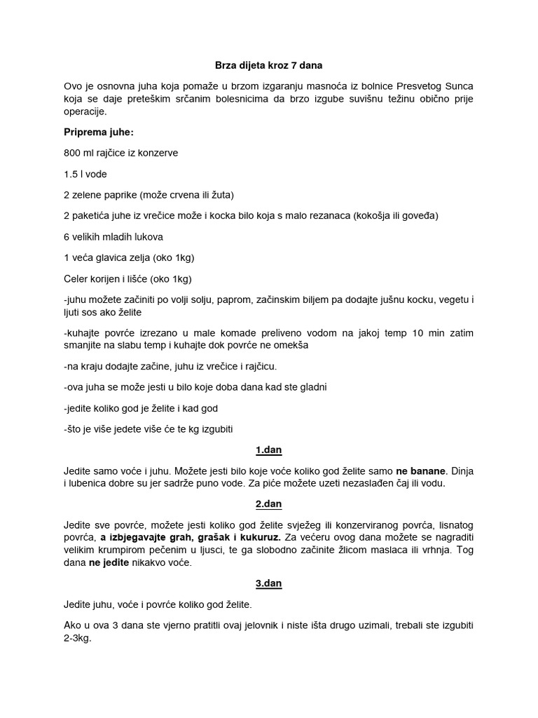Brza Dijeta Kroz 7 Dana | PDF