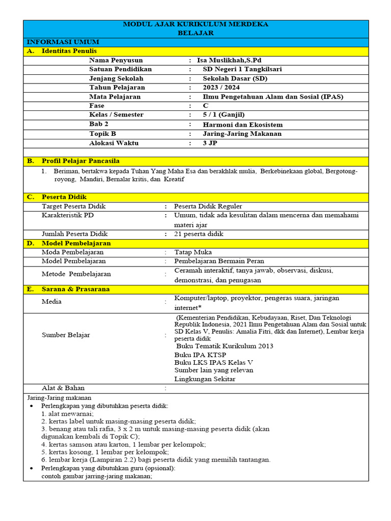 Modul Ipas - Bab 1 - Topik A.2 - SD Negeri 1 Tangkilsari | PDF | Karier & Perkembangan