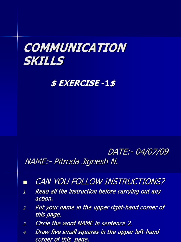 Communication Skills Exercise Guide | PDF | Language Arts & Discipline ...