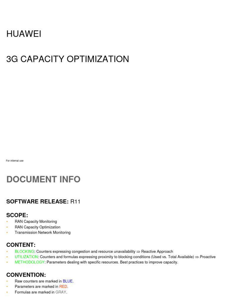 3G Capacity Optimization Guide | PDF | High Speed Packet Access | Network Congestion