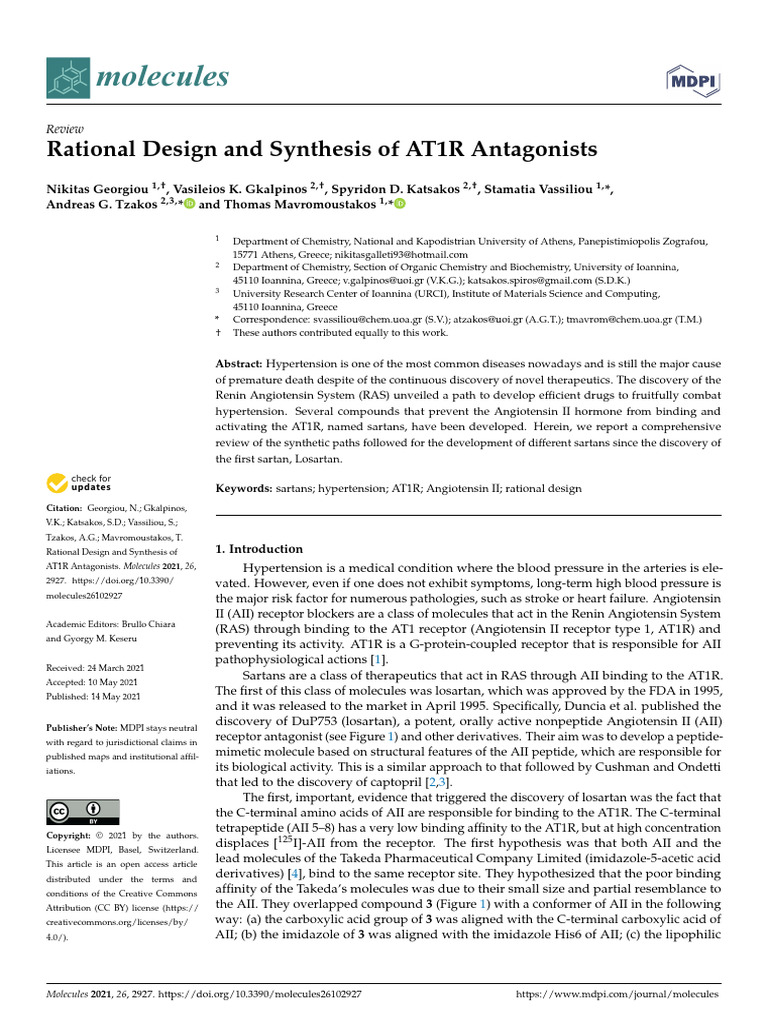 Molecules 26 02927 v3 | PDF | Angiotensin | Organic Synthesis