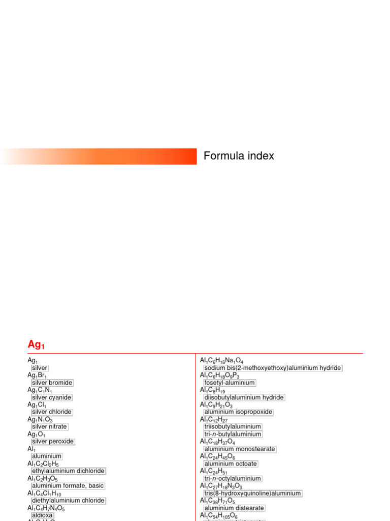 Formula Index | PDF | Aluminium | Boron