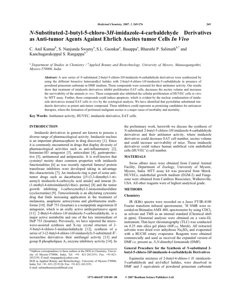 2007 C. Anil Kumar, S. Nanjunda Swamy Et Al | PDF | Thin Layer Chromatography | Chemotherapy