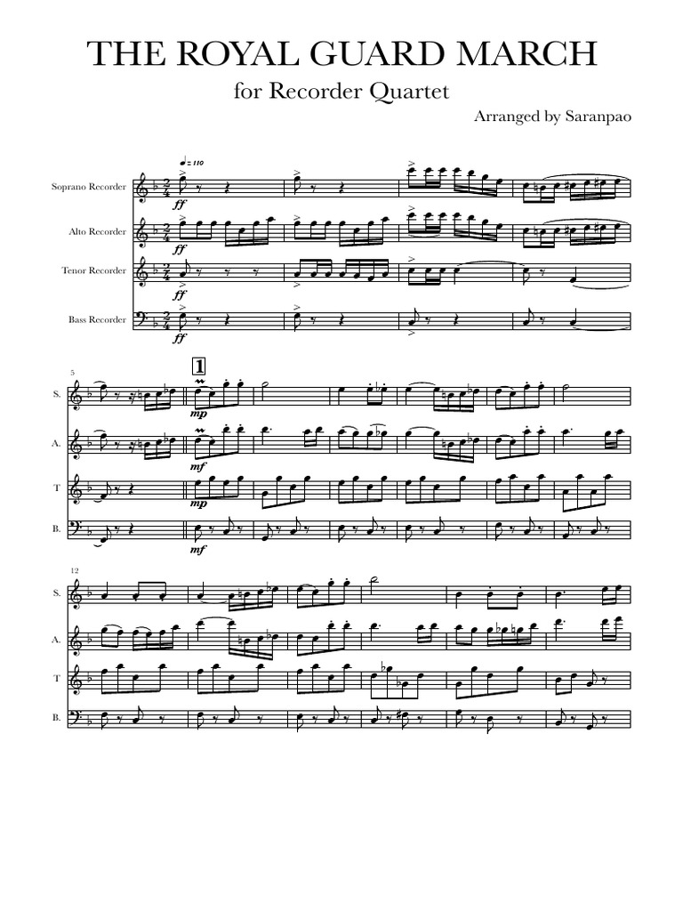 The Royal Guard March (Recorder Ensemble) | PDF