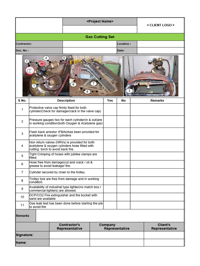 Gas Cutting Safety Checklist | PDF