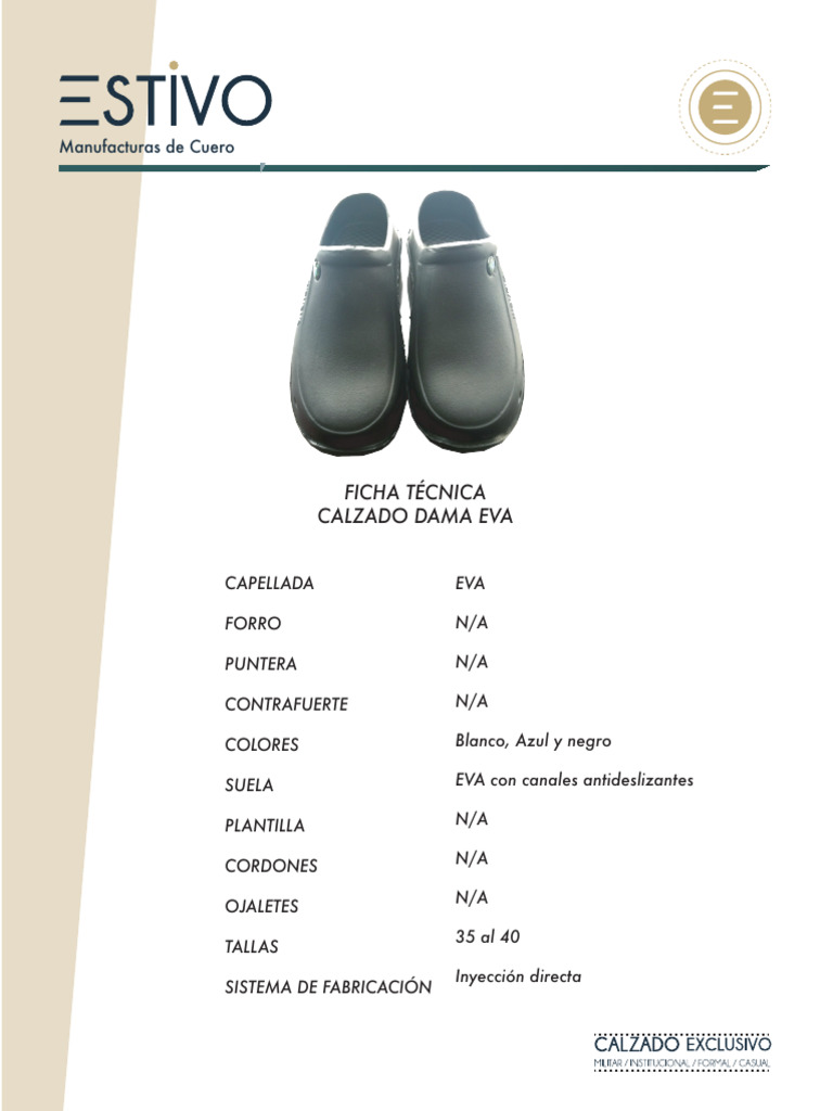 FICHA TECNICA CALZADO EVA | PDF