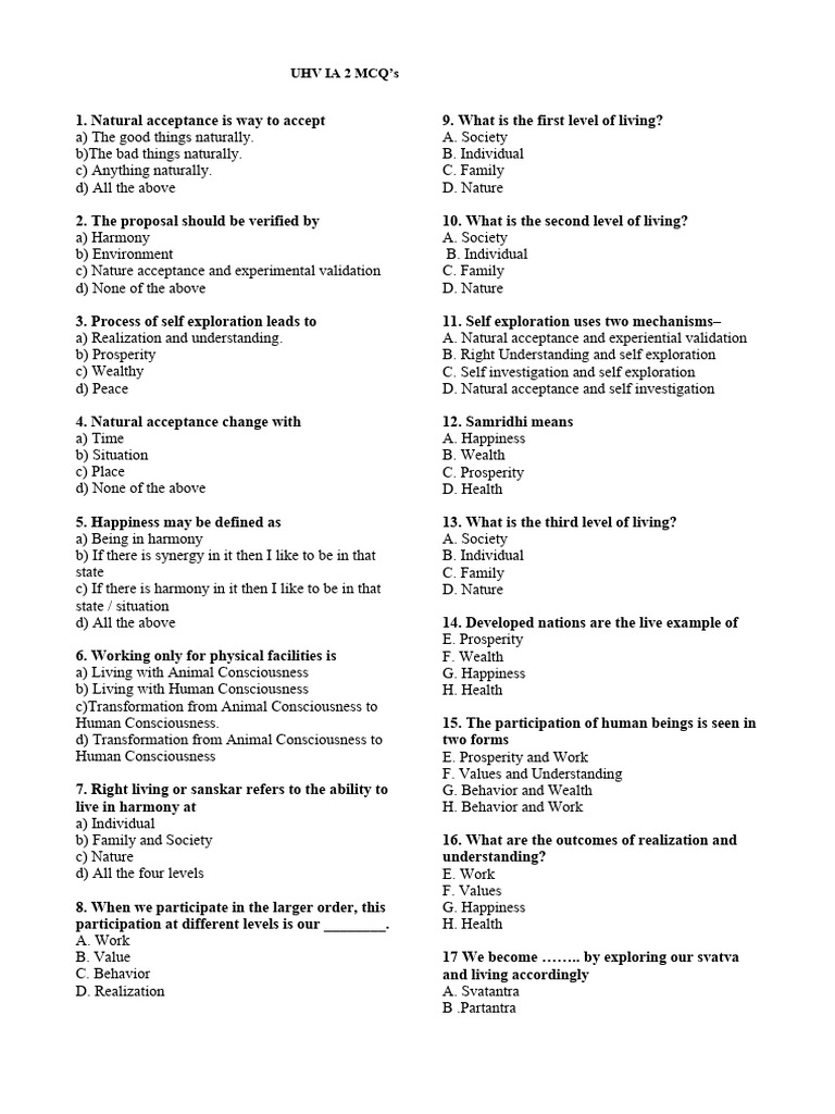 Uhv Ia2 | PDF | Consciousness | Happiness