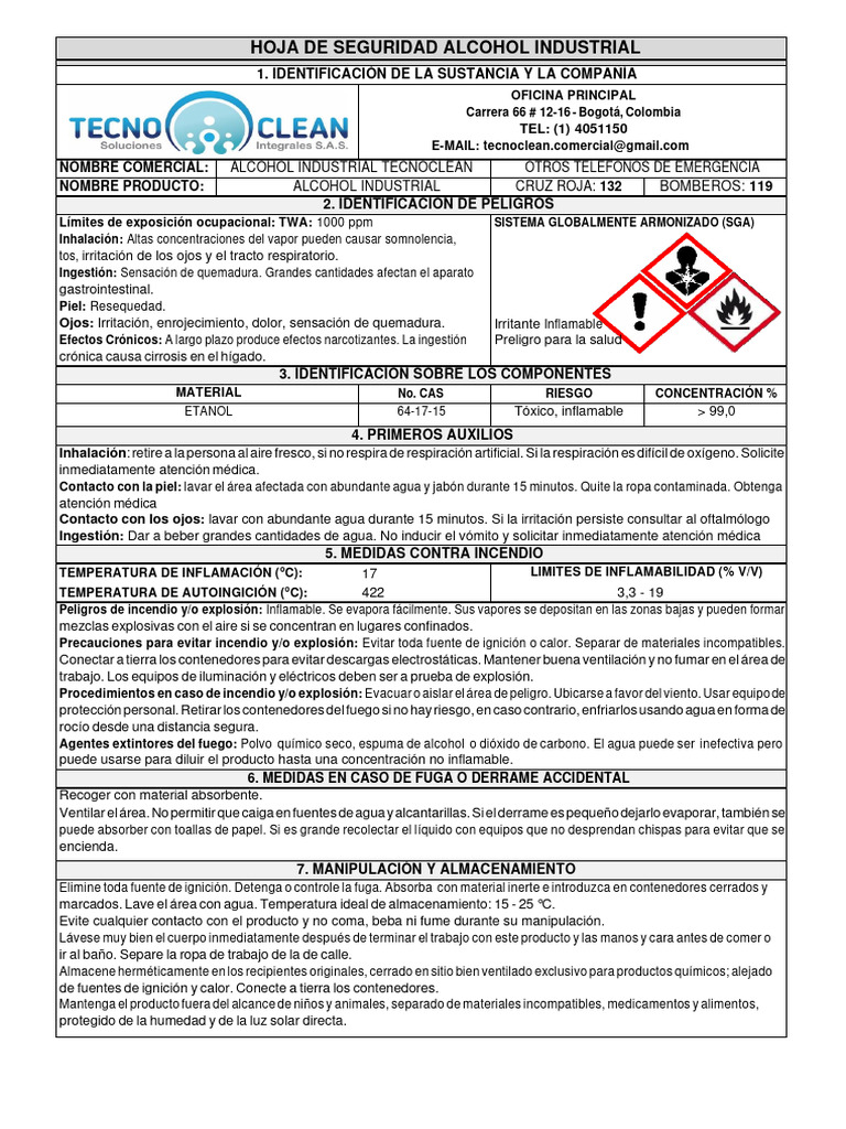 HS Alcohol Industrial | PDF | Agua | Evaporación