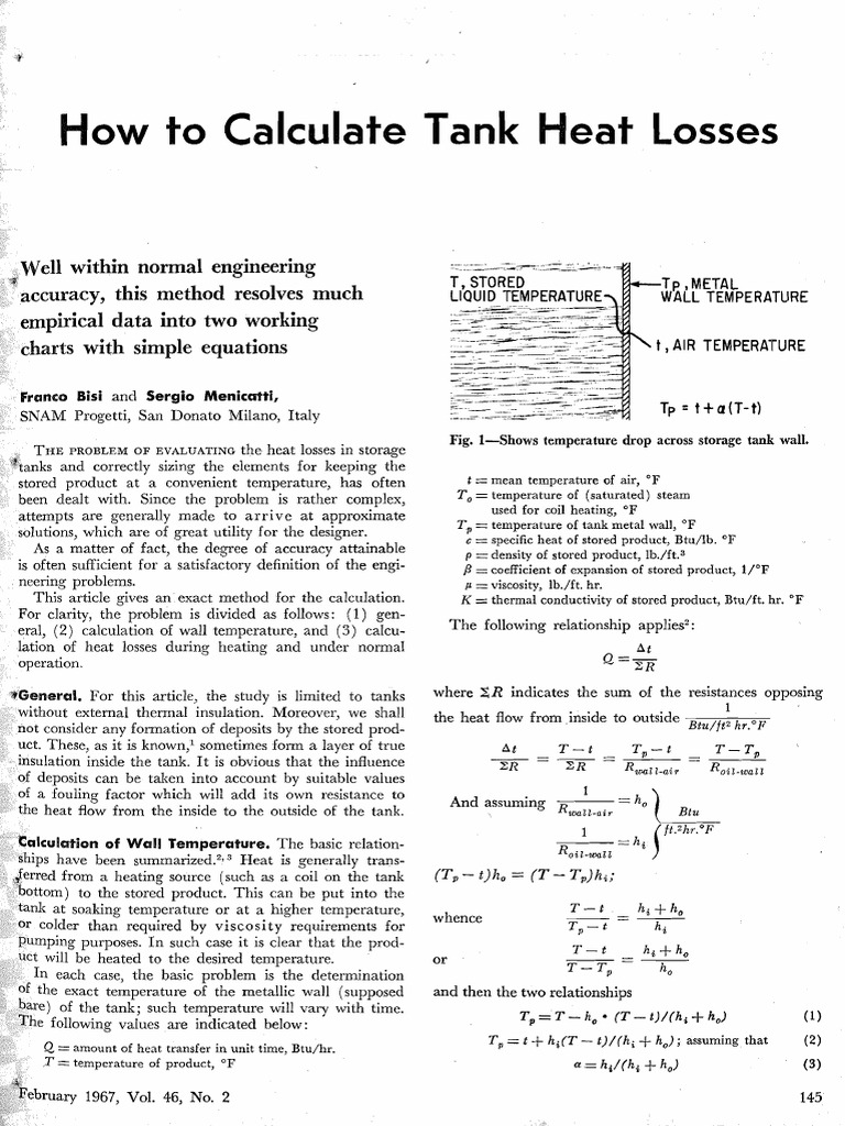 How To Calculate Tank Heat Losses | PDF | Heat | Temperature