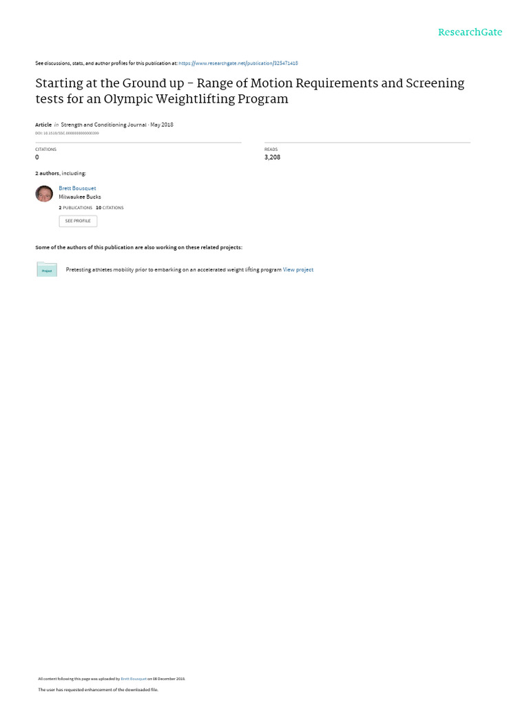 Olympic Weightlifting ROM Assessment | PDF | Knee | Anatomical Terms Of Motion