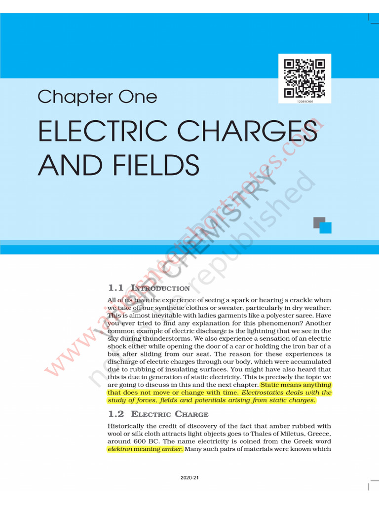 Fields and Charges Class 11 | PDF