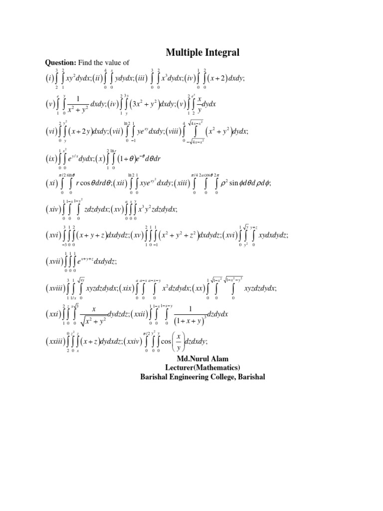 Multiple Integral | PDF