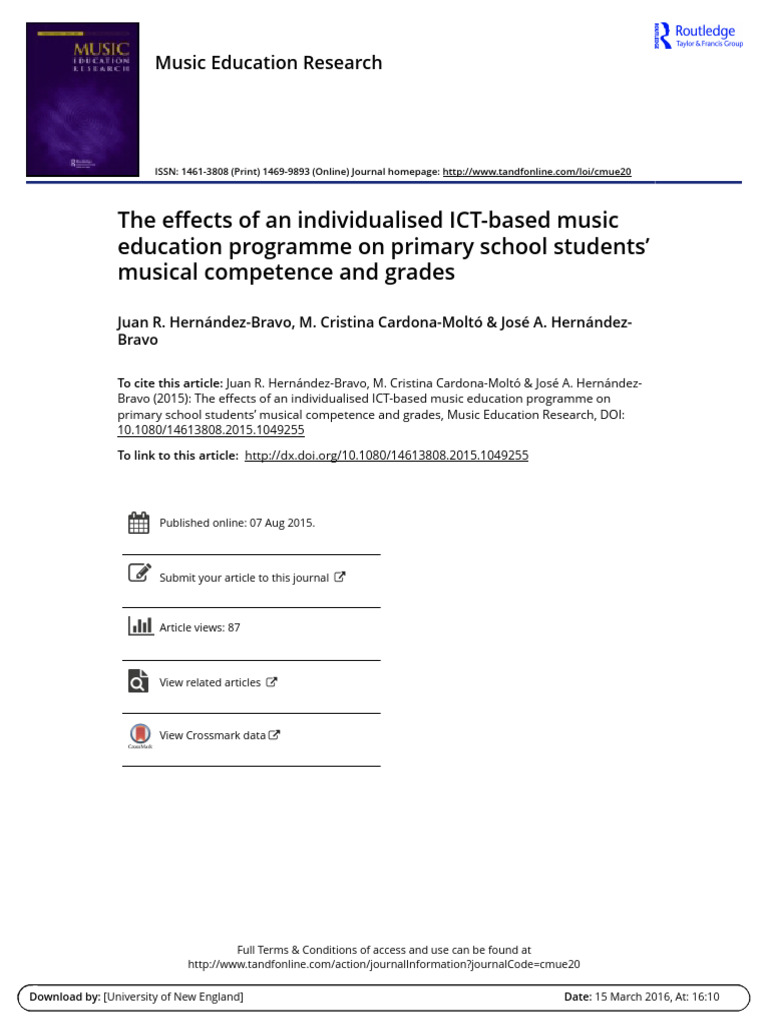The Effects of An Individualised ICT-based Music Education Programme On ...