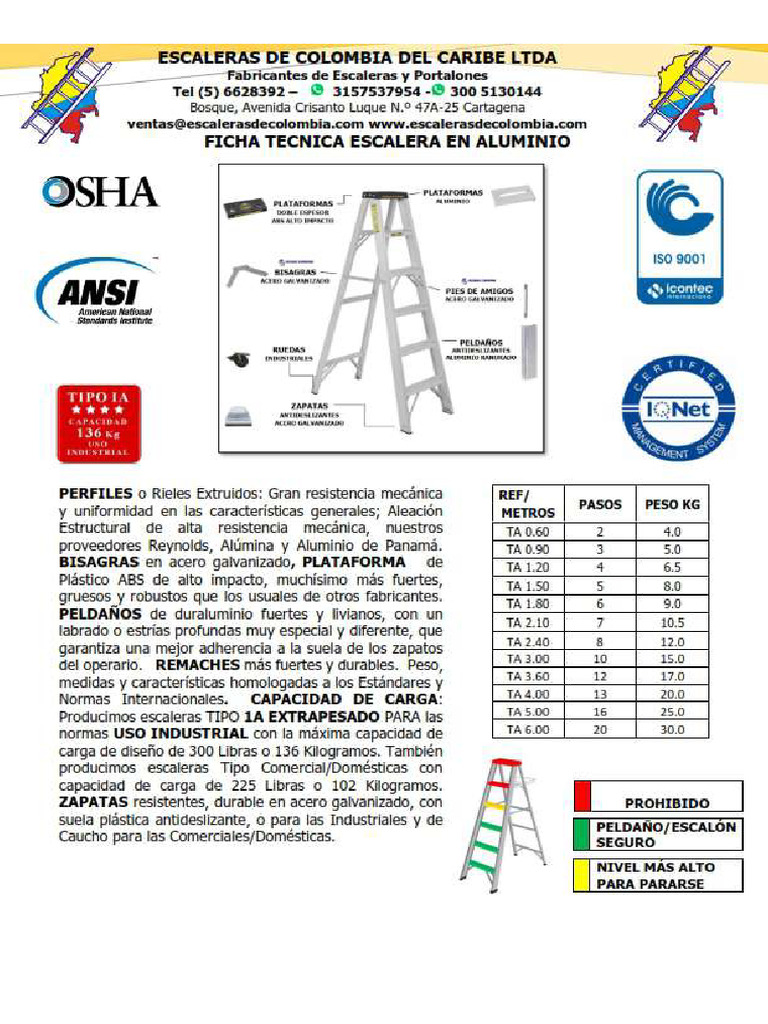 Ficha-tecnica-ta_001 Escaleras de Aluminio | PDF