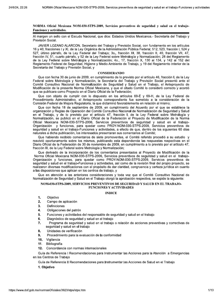 Nom 030 STPS 2009 | PDF