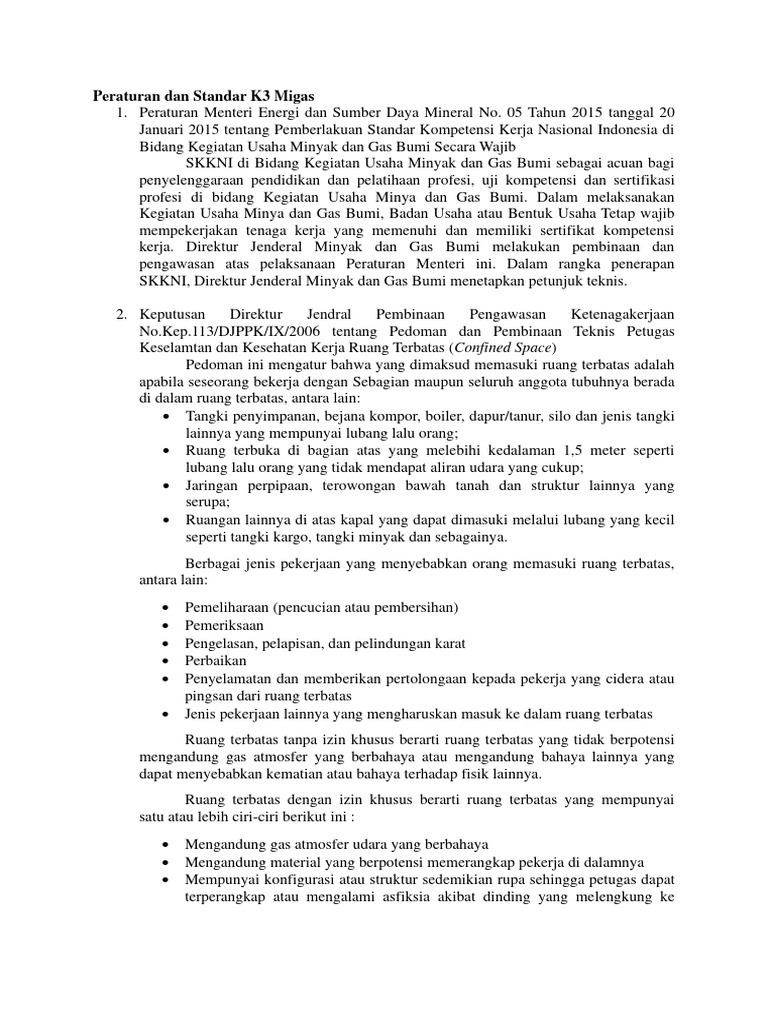 Peraturan k3 Migas | PDF