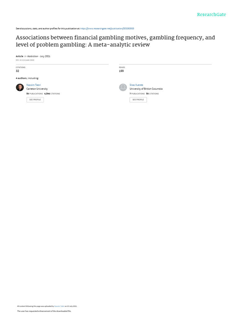 Financial Gambling Motives Meta-Analysis | PDF | Meta Analysis ...