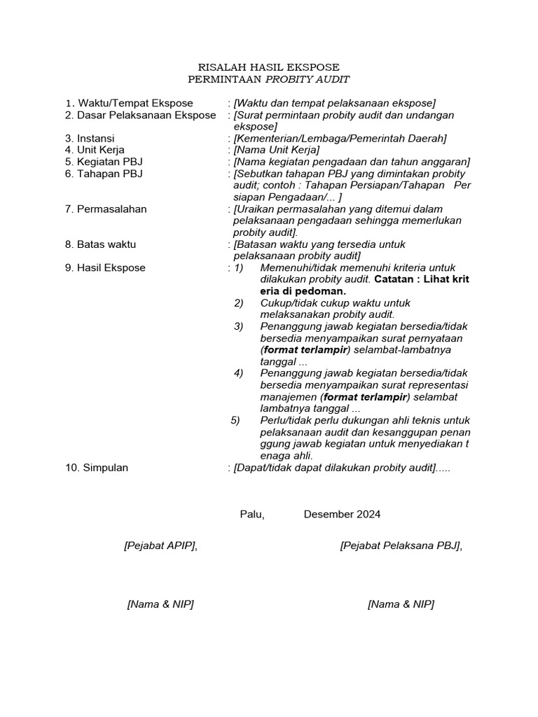 Contoh Risalah Hasil Ekspose Probity | PDF