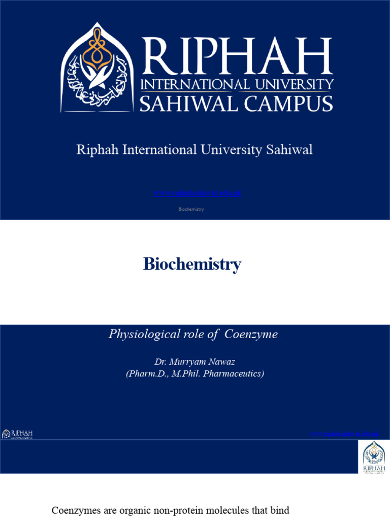 Co Enzyme | PDF | Metabolism | Cofactor (Biochemistry)
