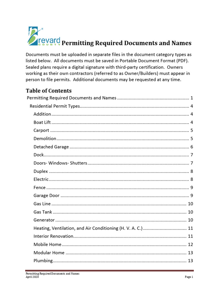 Building Permit Document Requirements | PDF | General Contractor | Air ...