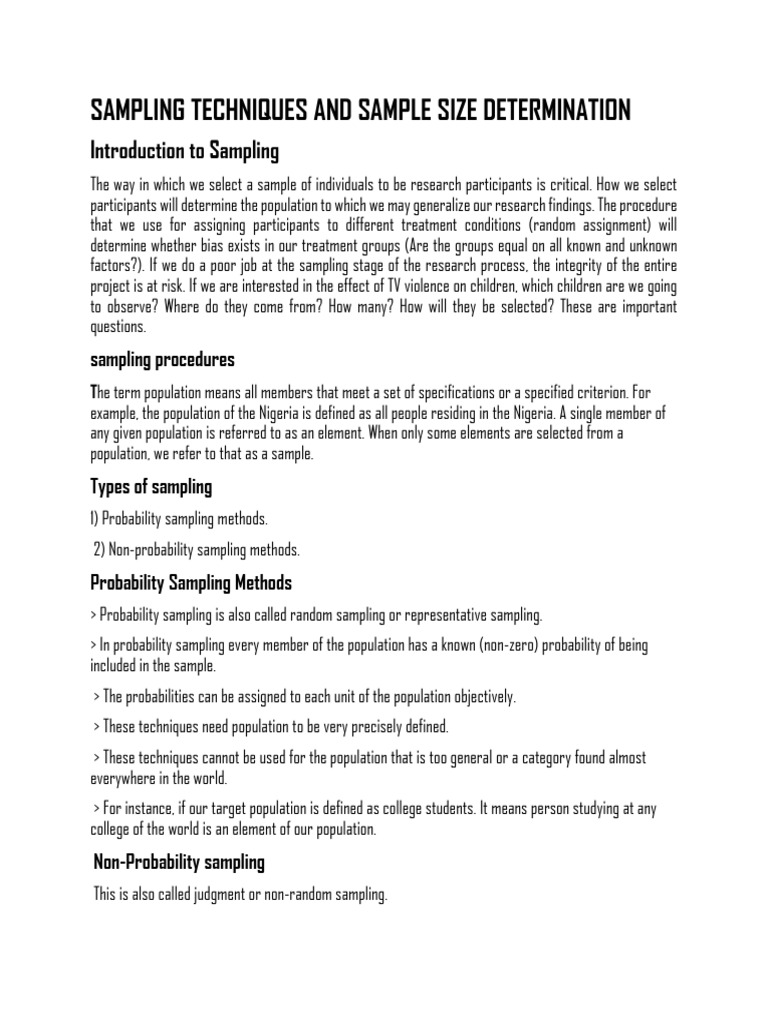 Sampling Methods | PDF | Sampling (Statistics) | Sample Size Determination