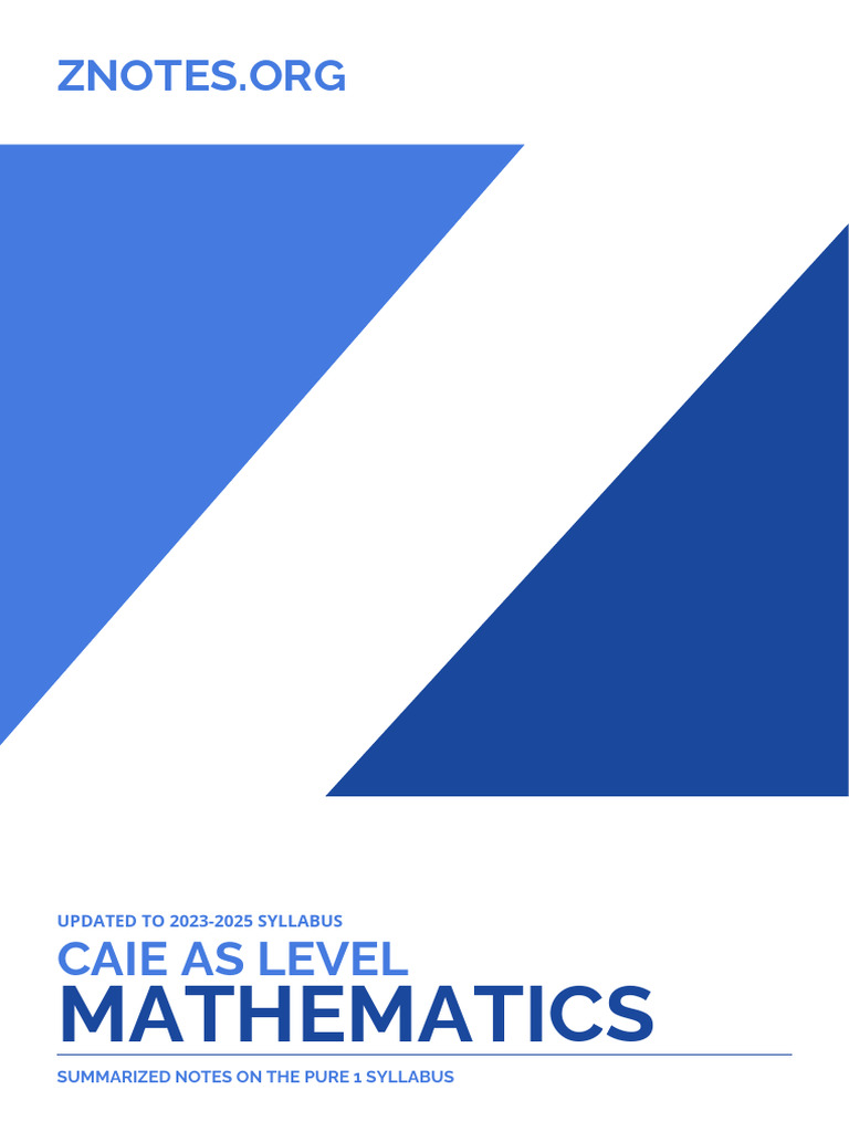 CAIE AS Level Mathematics Notes 2023-2025 | PDF | Quadratic Equation ...