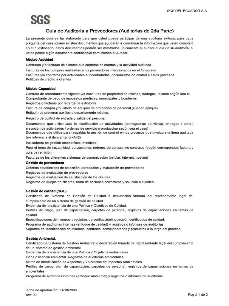 Guia de Auditoria | PDF | Sistema de manejo de calidad | Análisis de Riesgo y Puntos Críticos de ...