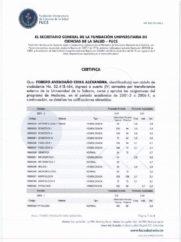 CERTIFICADOS DE NOTAS FUCS FORERO AVENDAÑO ERIKA ALEXANDRA - Compressed ...