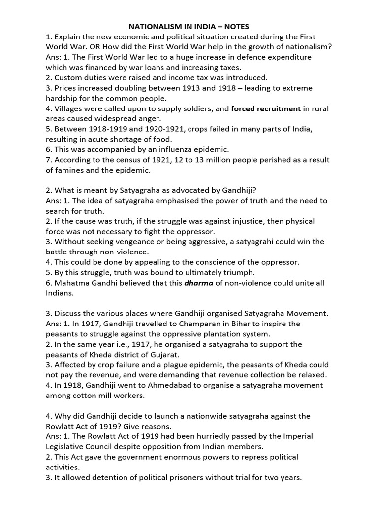 Notes Nationalism in India | PDF | Mahatma Gandhi | Dalit