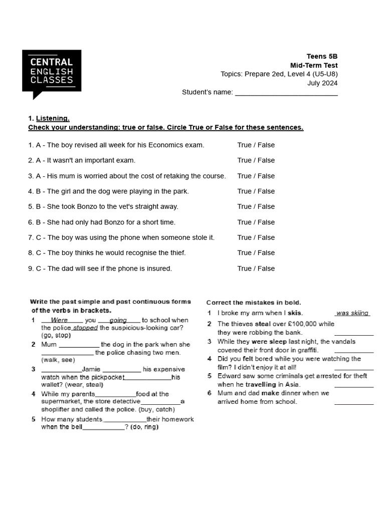 Mid-Term Test July 2024 | PDF | Qualifications | Tests