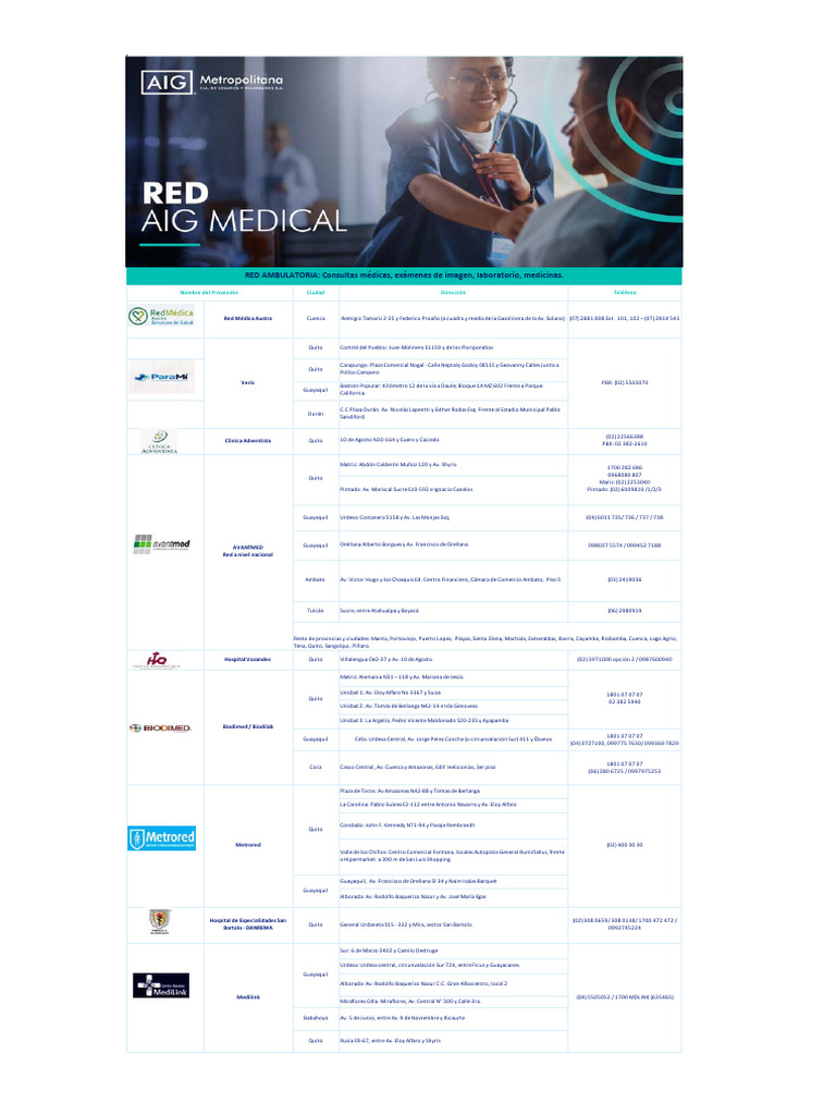 Red Proveedores Aig Medical | PDF