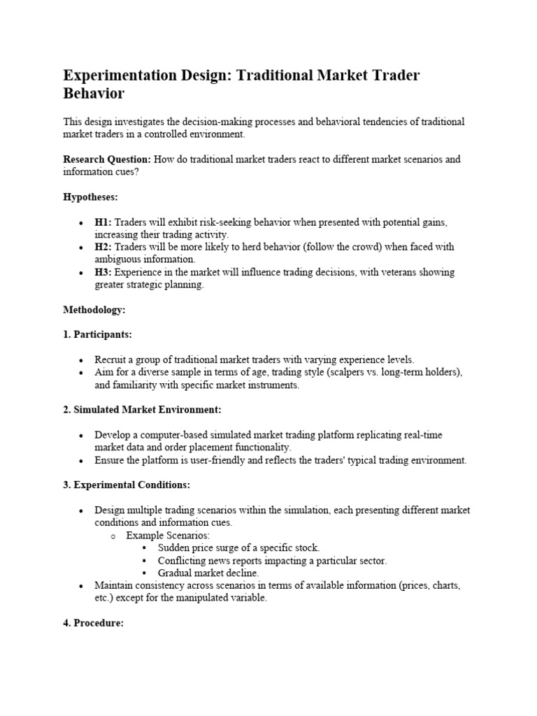 Experimentation Design On Traditional Market Trader Behavior | PDF ...