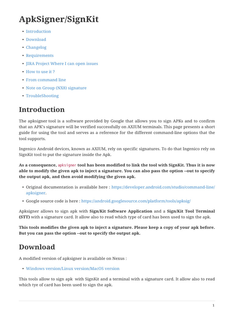 ApkSigner SignKit UserGuide | PDF | Computing Platforms | Computing