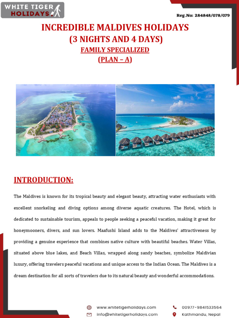 Incredible Maldives Holidays (Plan A) | PDF | Hotel | Meal