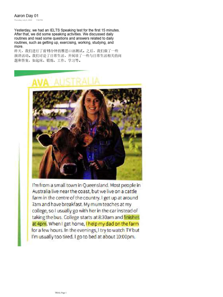 Aaron A1 - Practice | PDF | Meal | Lunch