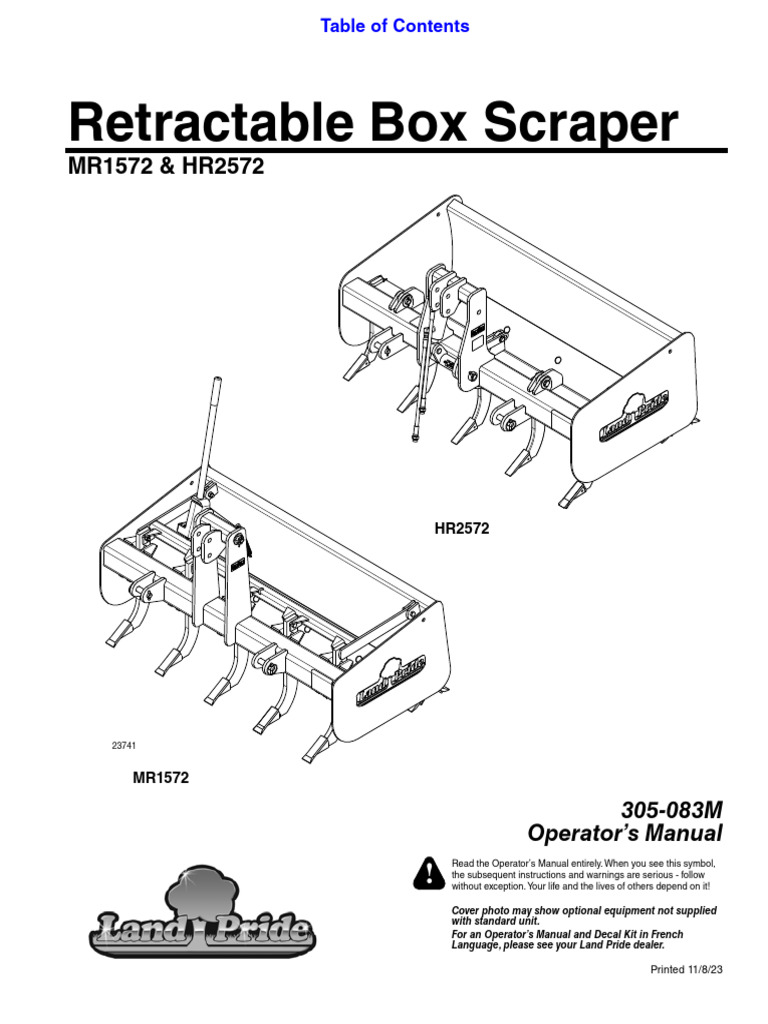 Retractable Box Scraper: MR1572 & HR2572 | PDF | Tractor | Trailer ...