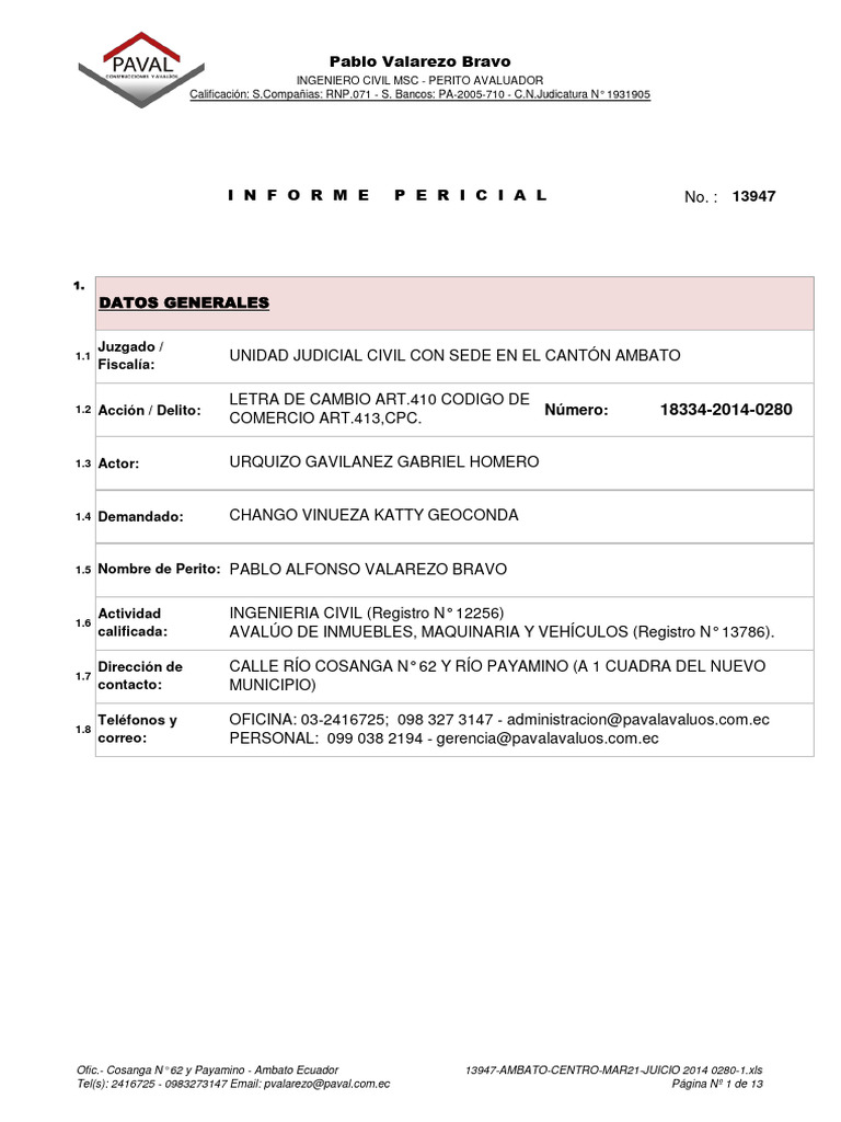 Informe Pericial de Avalúo Inmobiliario | PDF | Tecnología geográfica ...